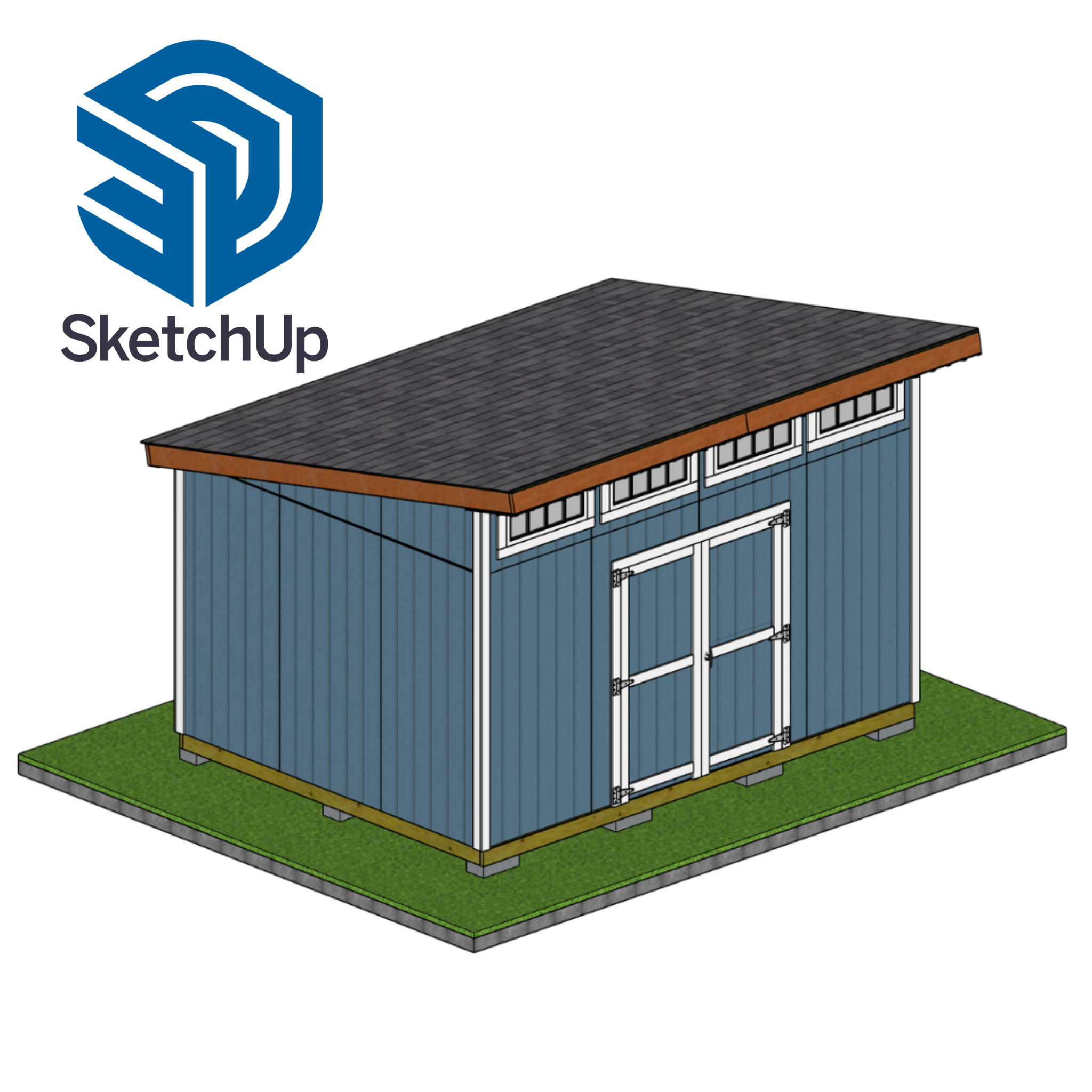 12x16 Lean-to Shed SketchUp File – Everyday Shed